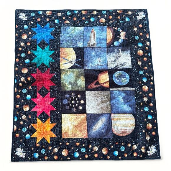 Handmade | Bedding | Space Themed Patch Quilt 45x46 Planets Astronaut ...